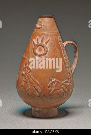 Jug with Gladiators Fighting Wild Beasts; North Africa, Tunisia; 200 ...