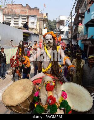 Sadhus take part in "Shri Digambar Akhara" Peshwai procession ahead of ...