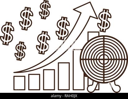 bar chart with target shooting isolated icon Stock Vector Image & Art ...