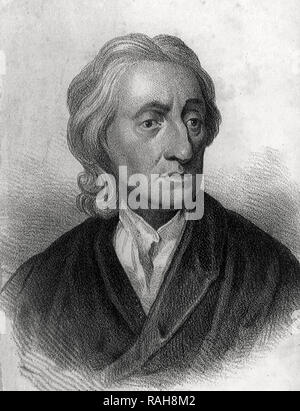 Portrait of English philosopher John Locke after an engraving by ...