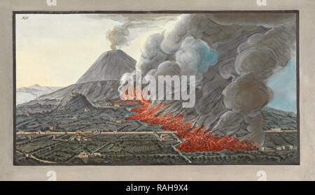 View of an eruption of Mount Vesuvius which began the 23 of December ...
