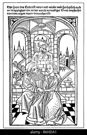 Antichrist flirting with his own daughter, illustration from the ...
