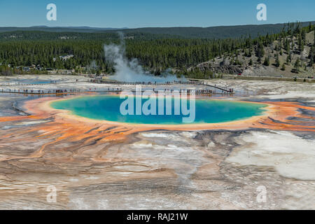 Famous trail of Grand Prismatic Springs in Yellowstone National Park ...