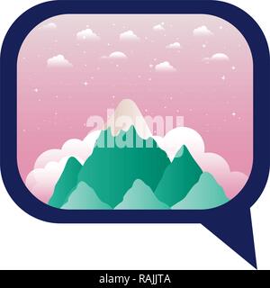 Landscape Speech bubble with icon, isolated. Flat design on white ...
