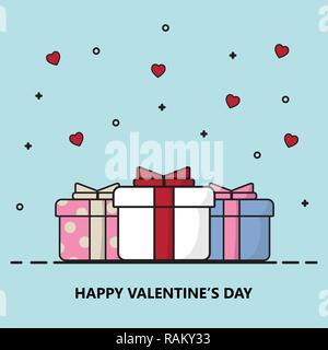 Happy Valentine's Day web banner illustration. Cute heart shape ...