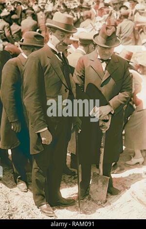 Winston Churchill with Sir Herbert Samuel at a tree planting ceremony ...