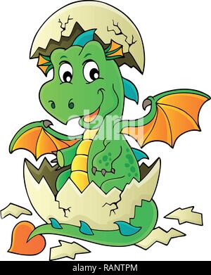 Dragon hatching from egg. Mythical fire dragon egg through incubation ...