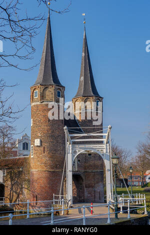 Eastern Gate (Oostpoort), old city gate of Delft, Netherlands Stock ...