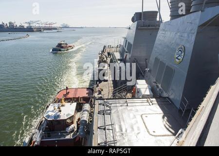 Tug boats pull USS Carl Vinson (CVN 70) out of dry dock as the aircraft ...