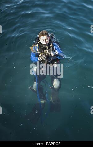 U.S. Army Soldier with the 511th Engineer Dive Detachment walks on the ...