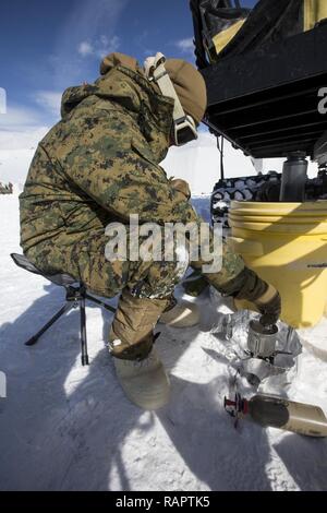 Snow-covered U.S. Marine tents at the base at Kotori, south of the ...