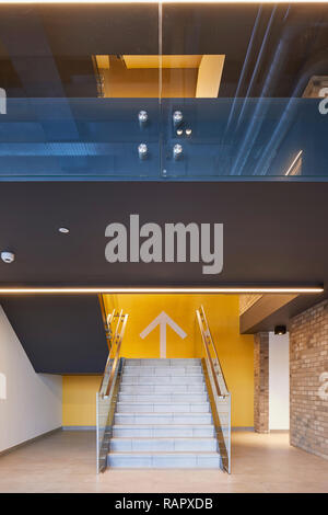 Staircase and mezzanine corridor. The Porter Building, Slough, United ...