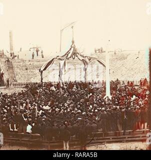 Raising the old flag over Fort Sumter, US, USA, America, Vintage ...
