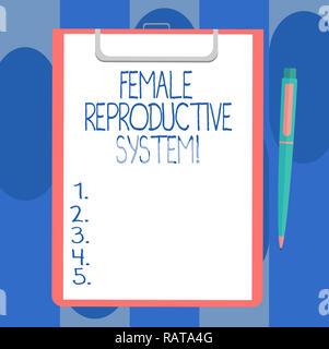 Handwriting text writing Female Reproductive System. Concept meaning ...