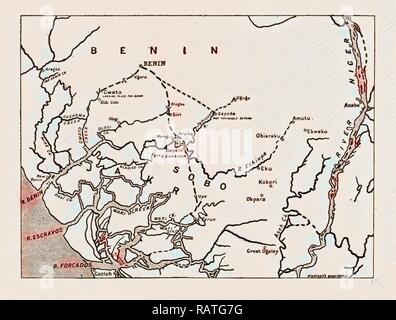 THE ADVANCE ON BENIN: MAP SHOWING THE ROUTE OF THE EXPEDITION, 1897 ...