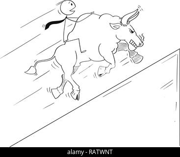 Stick Figure Bull Riding Vector illustration , Cartoon Bull and Rider ...