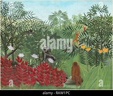 Tropical Forest with Monkeys by Henri Rousseau, 1910 Stock Photo - Alamy