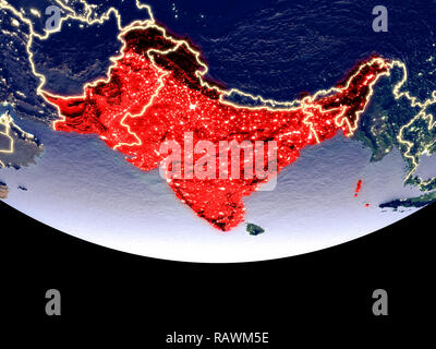 Map of India. Detailed satellite view of the Earth and its landforms ...