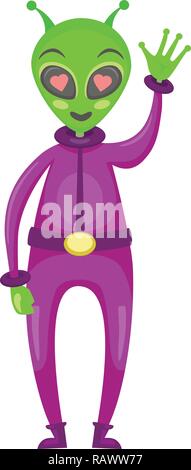 Alien raising hand. Aliens waving vector illustration Stock Vector ...