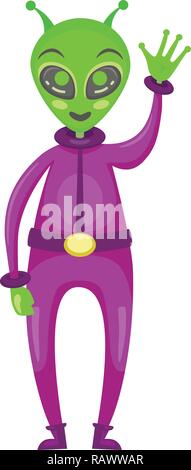 Alien raising hand. Aliens waving vector illustration Stock Vector ...
