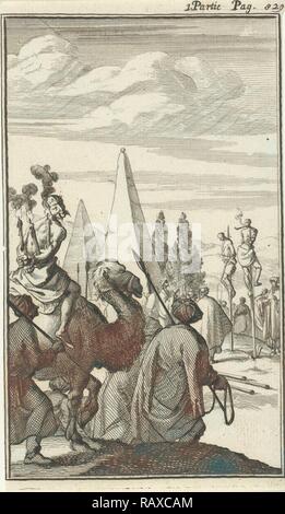 Figures for punishment impaled on a pole in Egypt, Print numbered top ...