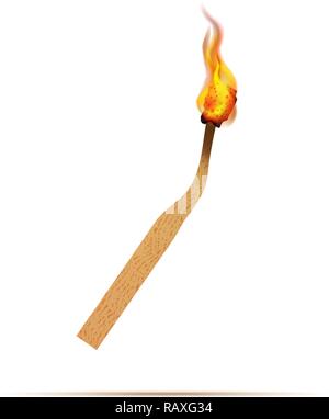 Bright realistic match with fire flames isolated on white Stock Vector ...