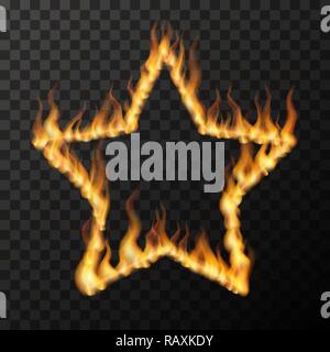 Bright realistic fire flames in circle shape on transparent background ...