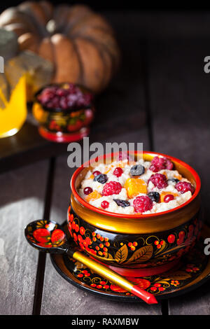 The traditional Russian breakfast - millet porridge with butter and ...