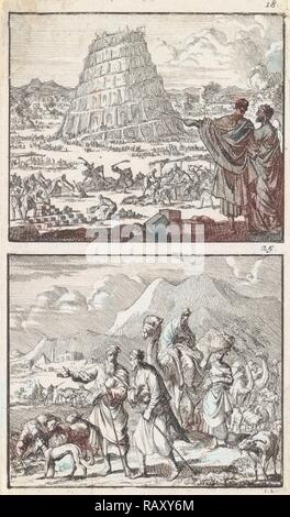 Construction of the tower of Babel / Abraham and Lot leave their ...