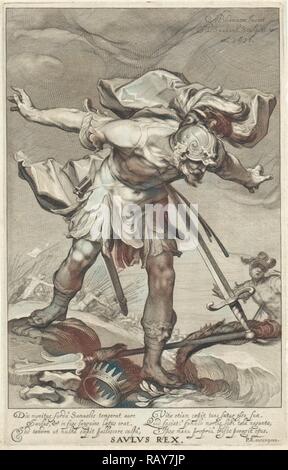 King Saul threw himself on his sword, William Isaacsz. van Swanenburg ...