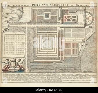 Plan of the park Zorgvliet, Johannes Jacobsz van den Aveele, 1721 ...