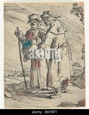 Two pilgrims on the road, Andries Both, c. 1622 - c. 1642 print Two men ...