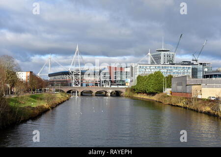 The Millennium Bridge crossing the River Taff and connecting Sophia ...