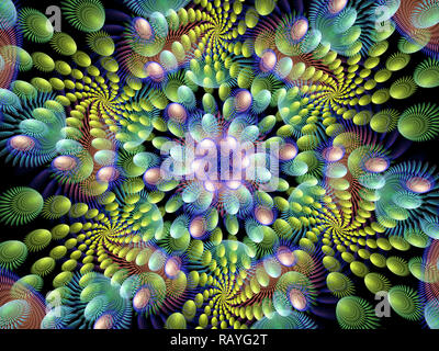 Fractal art illustration of beautiful spirals and colourful creative ...