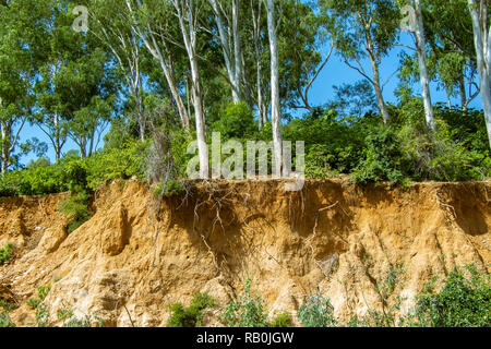 Soil cut due to landslide. Natural cut of soil with different layaers ...