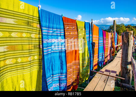 Thai flag hanging with wood and nature Stock Photo - Alamy