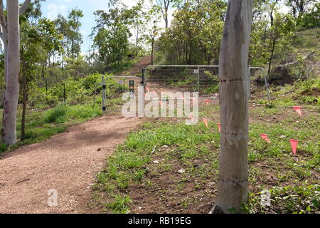 The gate and entrance to the bushwalk at Elliot Springs, Wadda Mooli ...