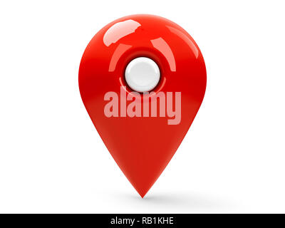 Red map pointer isolated on white background. Location pin. Map marker. 3d illustration Stock ...