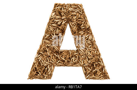 Letter M from bullets, 3D rendering isolated on white background Stock ...