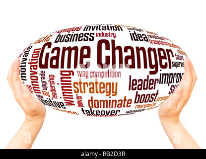 Game Changer word cloud and hand with marker concept on white ...