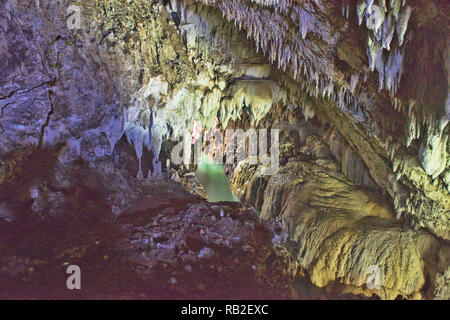 Tourist at Lussok Cave and underground river, Luna, Apayao, Luzon ...