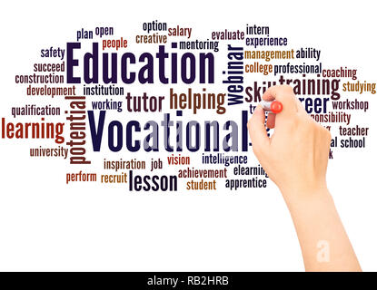 Vocational education word cloud and hand with marker concept on white ...