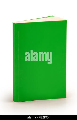 A hard cover book with a green cover, and white paper page edges Stock ...