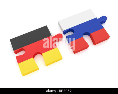 Russia Germany Partnership: Russian Flag And German Flag Puzzle Pieces ...