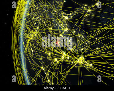 Kuwait from space on model of planet Earth with country borders. 3D ...