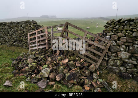 A dry stone wall collapsed in Ambleside, Lake District, UK Stock Photo ...