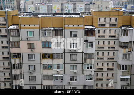 Detail of Soviet-era apartment blocks near United Nations Square in ...