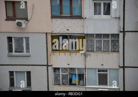 Old soviet era concrete apartment buildings in city of Petropavlovsk ...