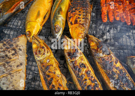 Famous Sabah North Borneo grilled barbecue fish street food Stock Photo ...