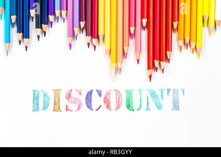Discount drawing by colour pencils Stock Photo - Alamy